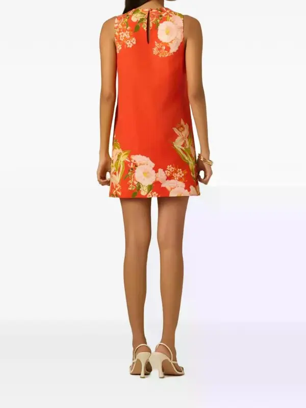 Hemant & Nandita Floral Print Sleeveless Keyhole Detail Dress