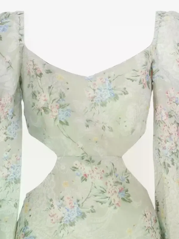 MC2 SAINT BARTH Jara Floral-print Cut-out Mini Dress