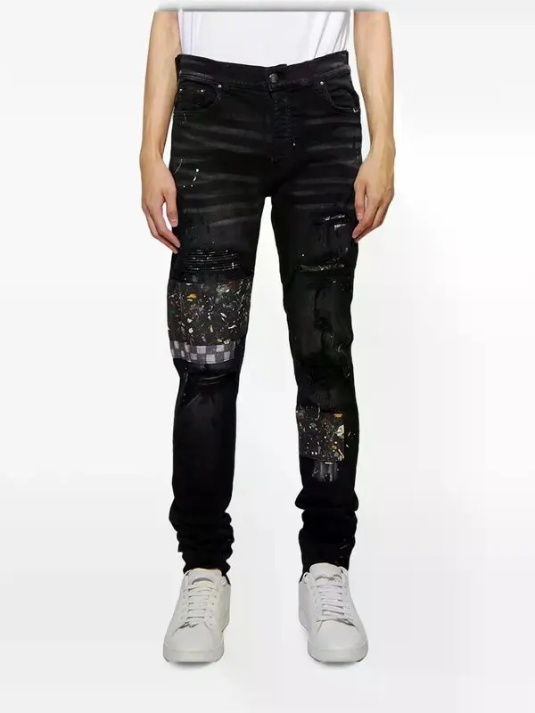 Amiri Paint-splatter Patched Jeans - Black