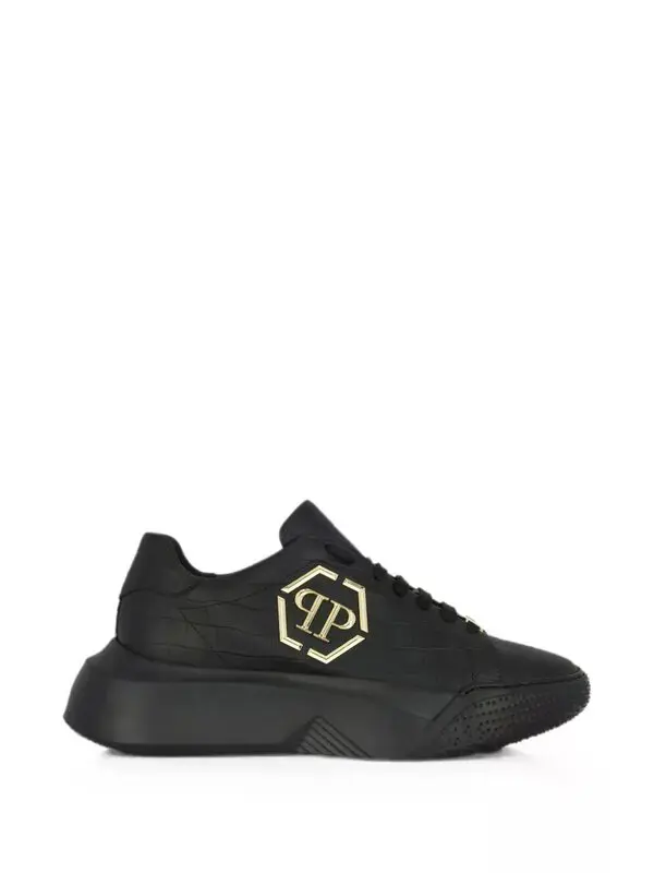 Philipp Plein Croc Godzilla Runner Sneakers - Black