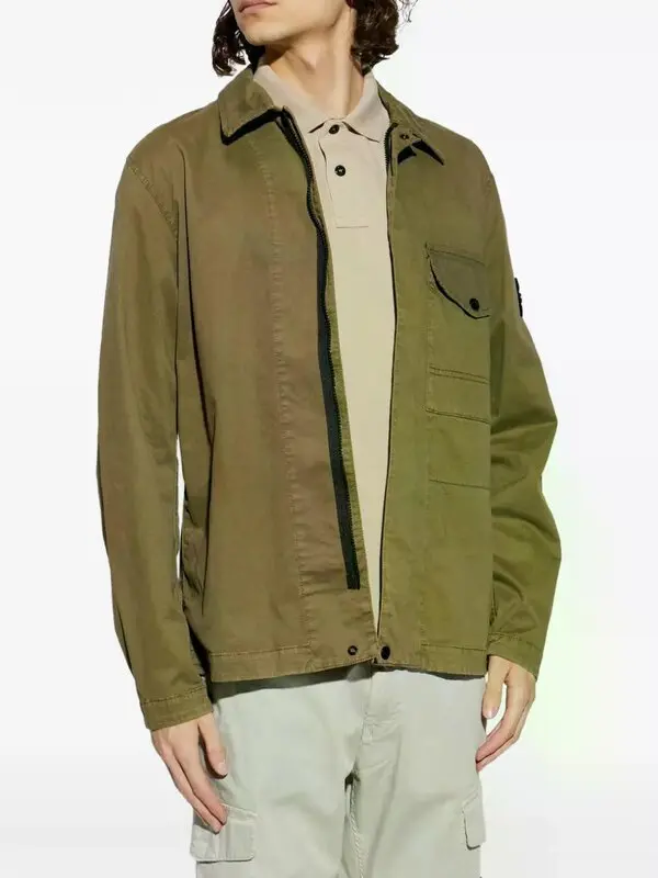 Stone Island Logo-patch Zip-up Shirt