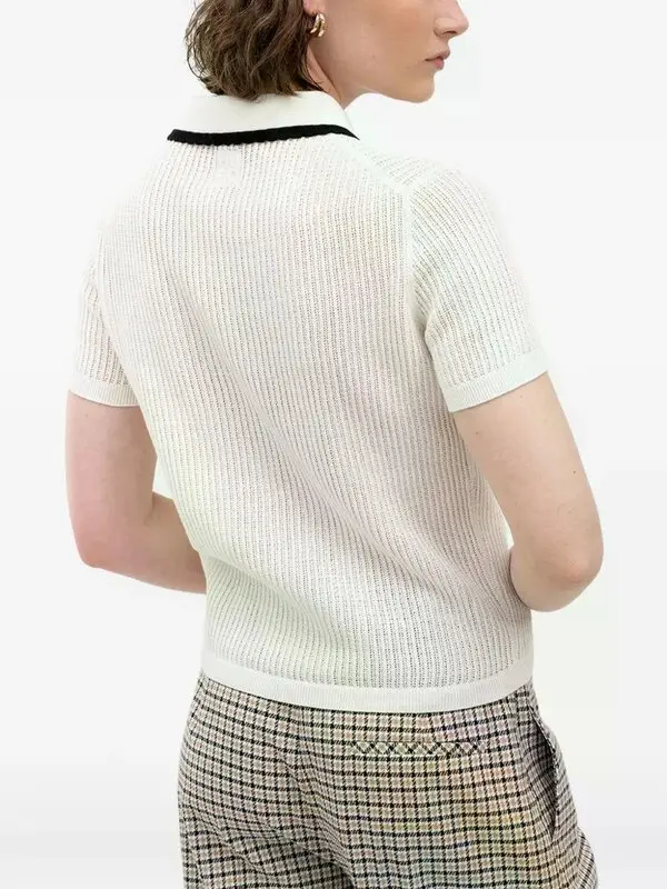 Hugo Ribbed Knit Polo Shirt With Scallop Trim