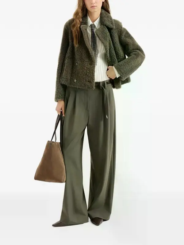 Brunello Cucinelli Double-breasted Shearling Coat - Grey