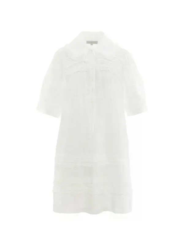 LEE MATHEWS Victoria Ruffled Pintuck Mini Dress