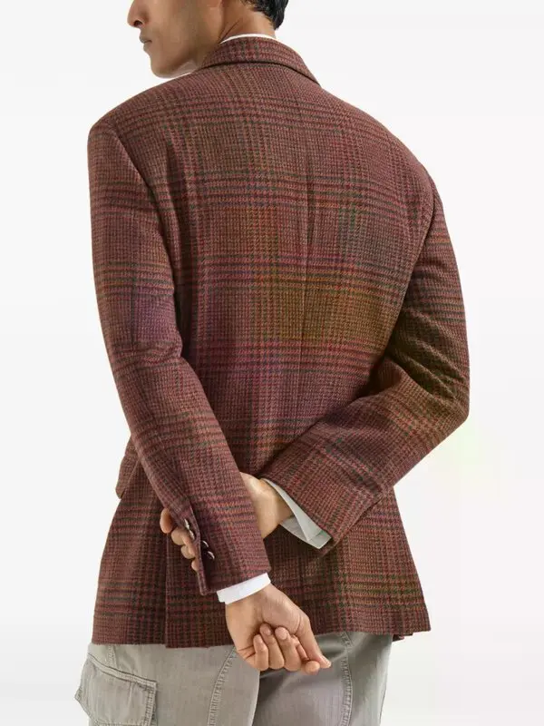 Brunello Cucinelli Cashmere Prince Of Wales Cavallo Tailor Blazer - Brown