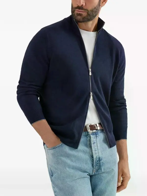 Brunello Cucinelli Cashmere High-neck Zipper Cardigan
