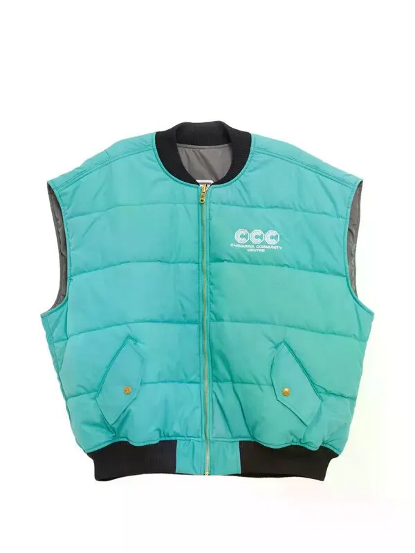 WILLY CHAVARRIA Quilted Logo-print Reversible Gilet - Blue