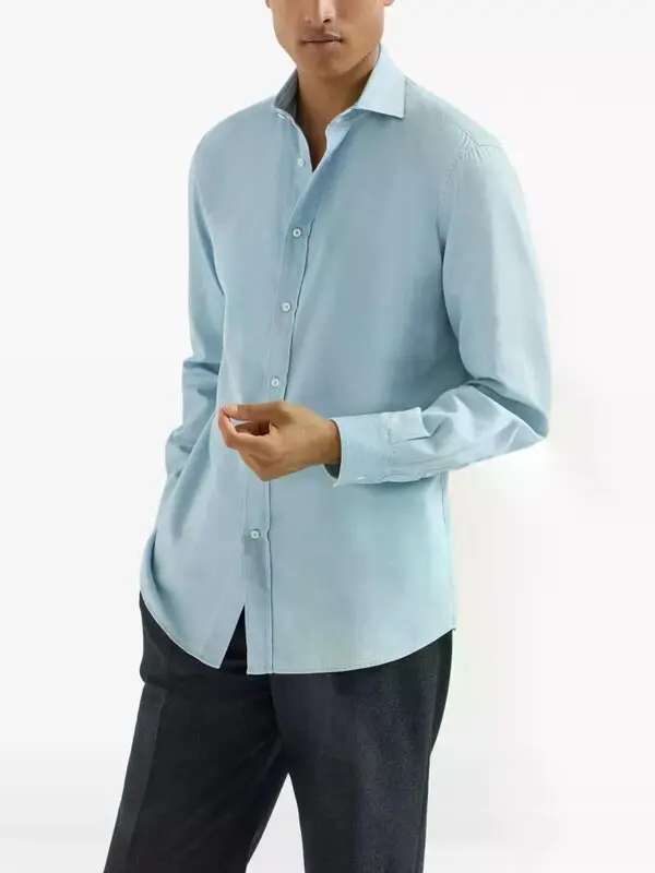 Brunello Cucinelli Lightweight Denim Shirt With Spread Collar