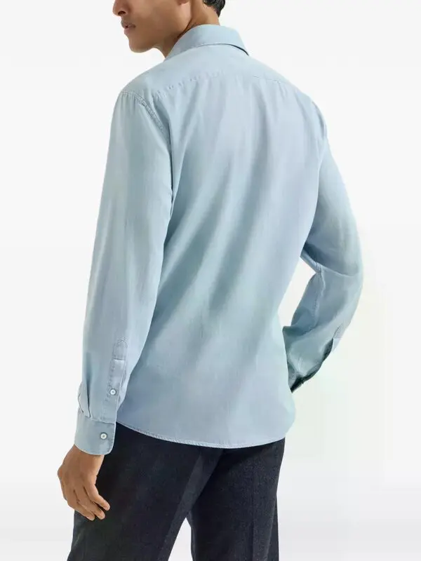 Brunello Cucinelli Lightweight Denim Shirt With Spread Collar