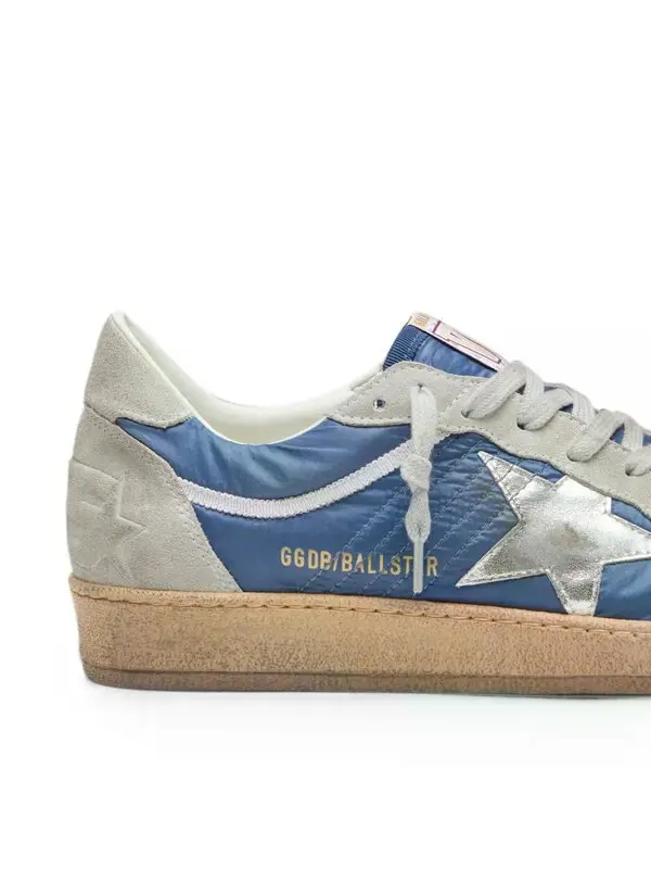 GOLDEN GOOSE Ball Star Sneakers In Denim-nylon With Suede And Metallic Silver Star