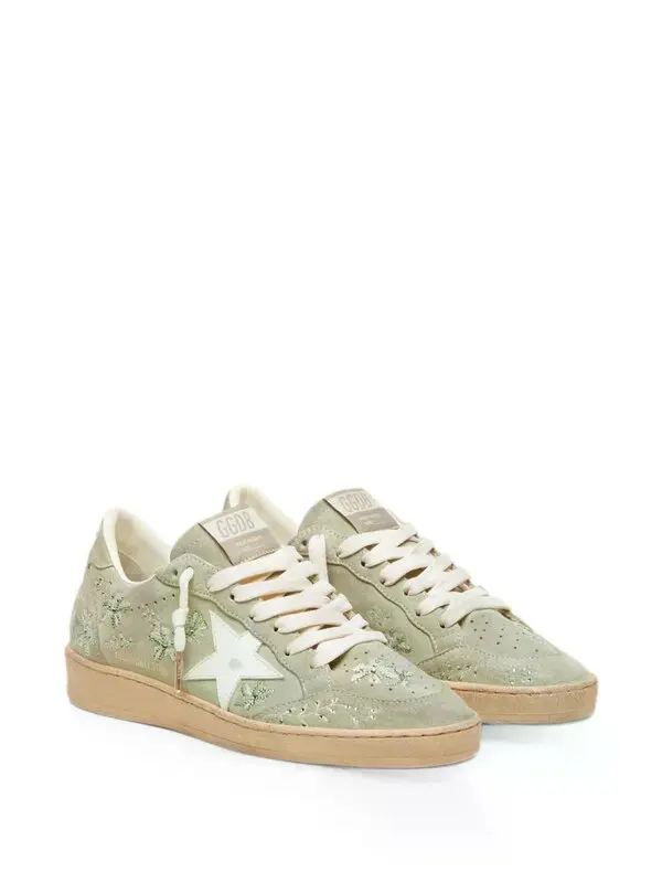 GOLDEN GOOSE Ball Star Suede Sneakers With Swarovski Embroidery - Green