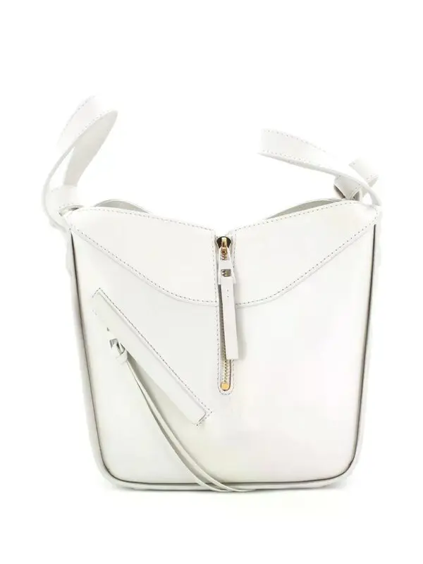 Loewe Monochrome Hammock Bag With Logo Jacquard Strap - White