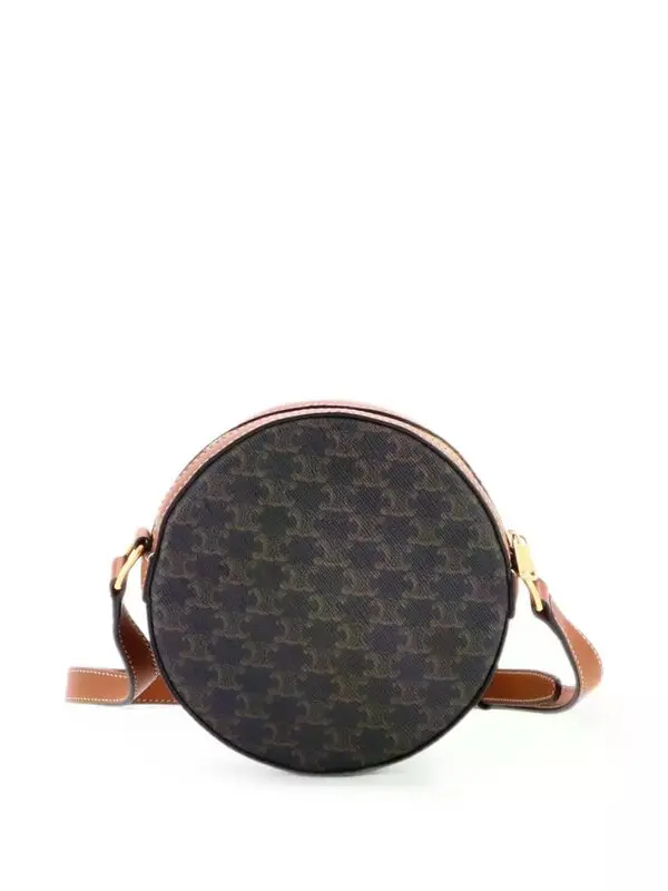 Celine Triomphe Coated Canvas Round Purse On Strap Bag - Brown