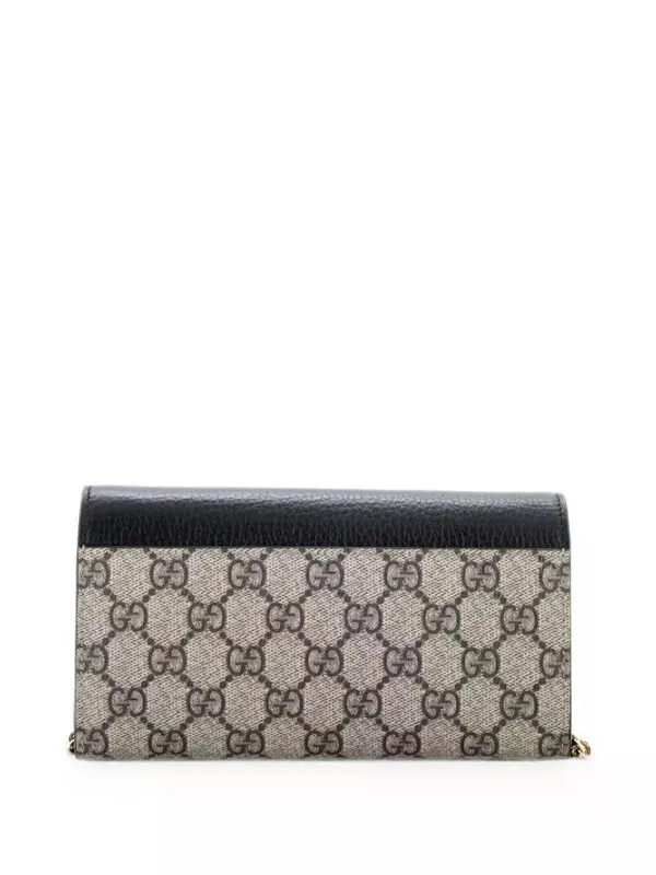 Gucci Gg Marmont Continental Chain Wallet In Gg Coated Canvas And Leather - Black