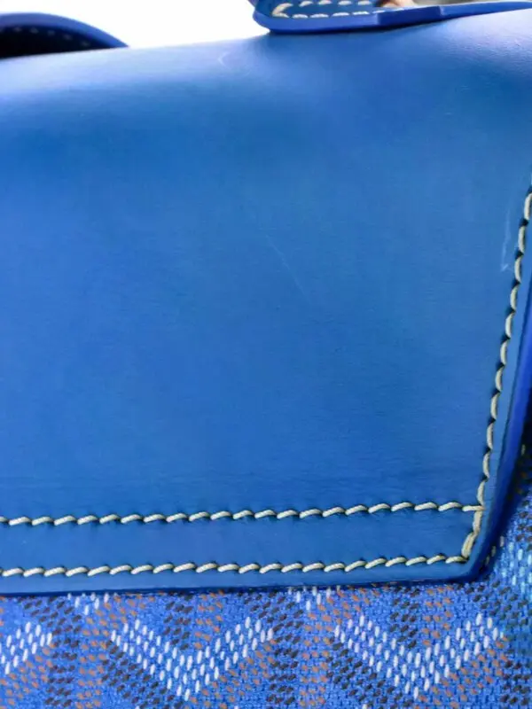 Goyard Saigon Top Handle Bag In Coated Canvas And Leather - Blue