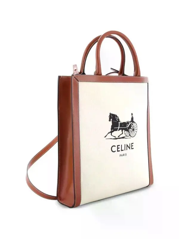 Celine Sulky Vertical Cabas Canvas And Leather Tote Bag - Brown