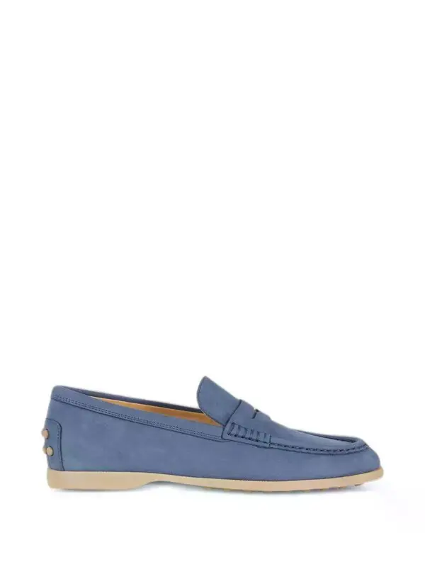 TOD'S Calfskin Nubuck Gommino Loafers - Blue