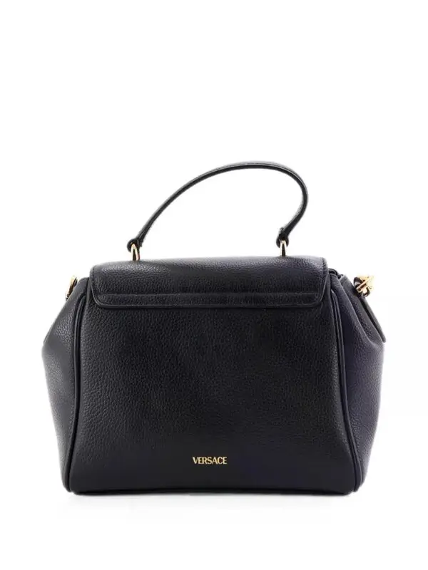 Versace Virtus Top Handle Bag Leather Small Shoulder Bag - Black
