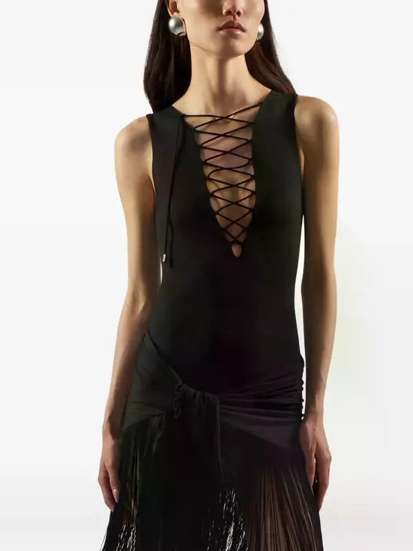 TALLER MARMO Sahara Lace-up Swimsuit And Pareo Set - Black