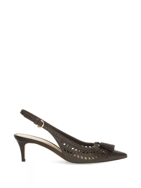 GIANVITO ROSSI Laser-cut Slingback Pumps - Brown