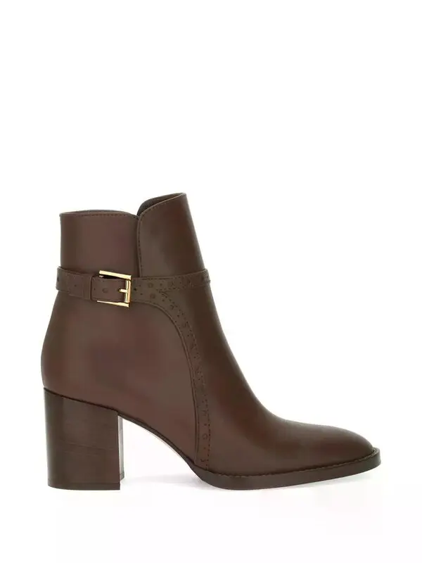 GIANVITO ROSSI Buckle-strap Brogue Detail Ankle Boots - Brown