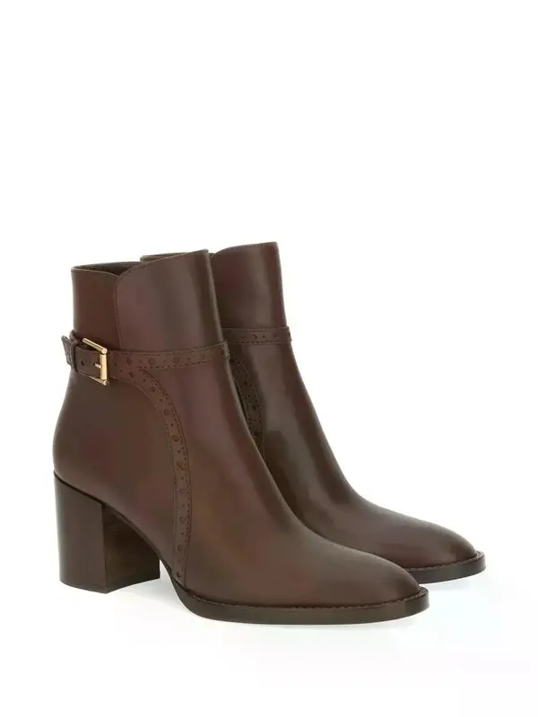 GIANVITO ROSSI Buckle-strap Brogue Detail Ankle Boots
