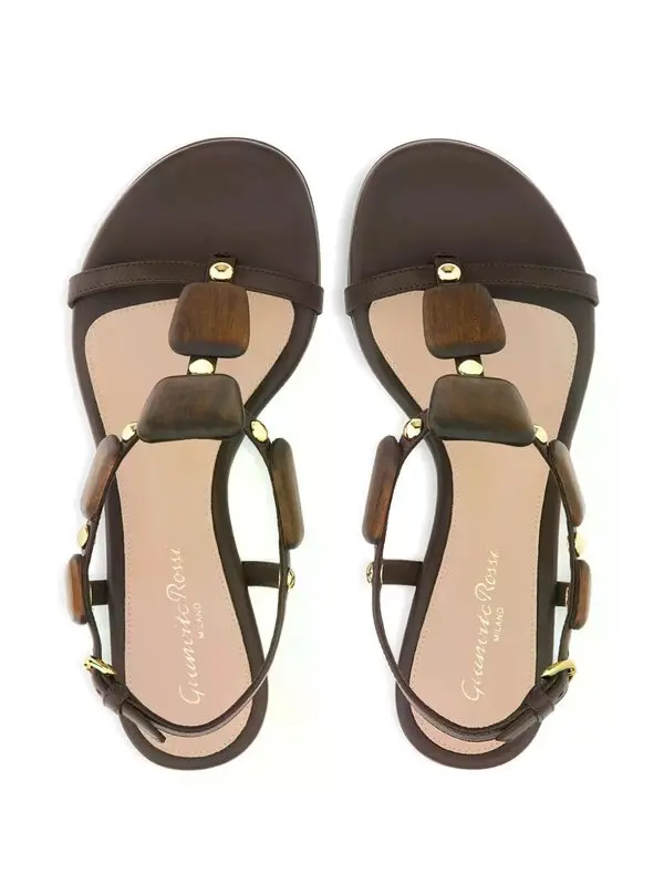 GIANVITO ROSSI Munduk Wood-embellished Heeled Sandals - Brown