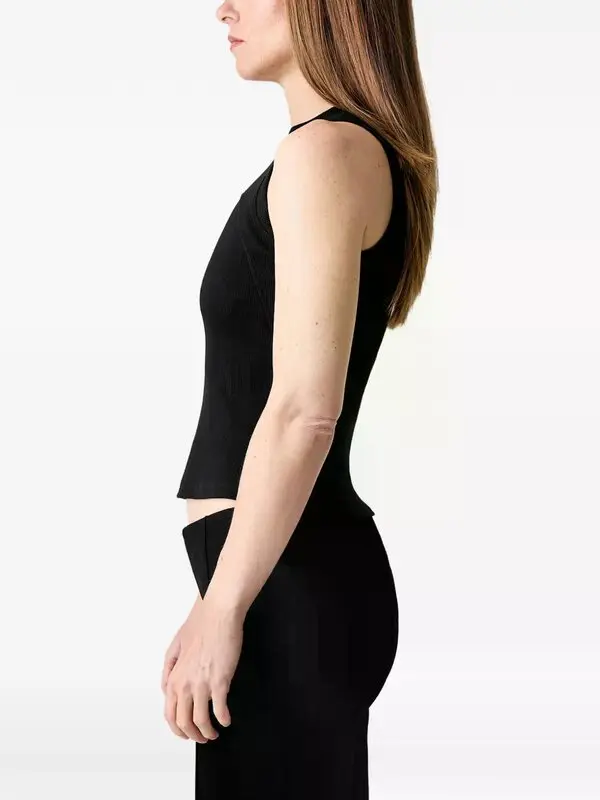 Off-White Logo Detail Ribbed Knit Tank Top - Black