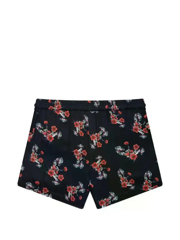 Rhude Silk Floral Print Shorts - Black