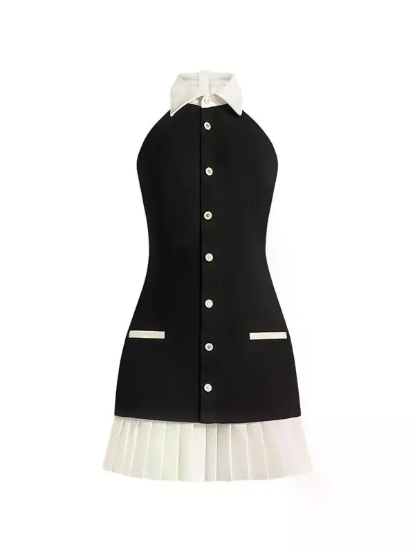 Manière De Voir Jasmine Halterneck Pleated Mini Dress - Black