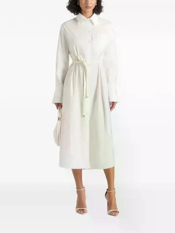 Manière De Voir Belted Cotton Midi Shirt Dress - White