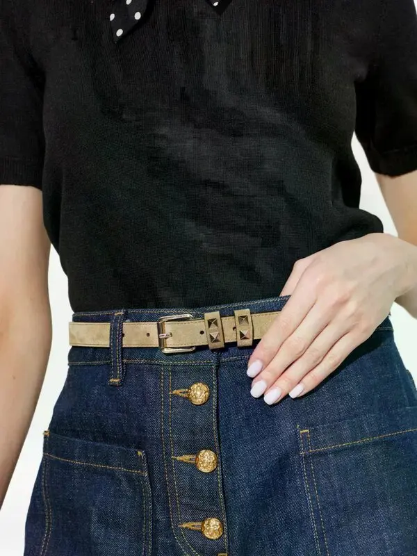 Valentino Garavani Rockstud Suede Belt - Neutrals