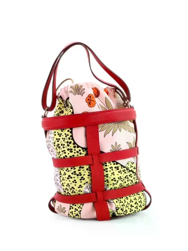 Hermès Musardine Printed Silk And Leather Bucket Bag - Multicolour