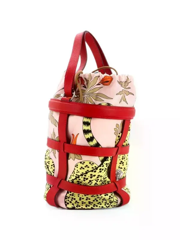 Hermès Musardine Printed Silk And Leather Bucket Bag