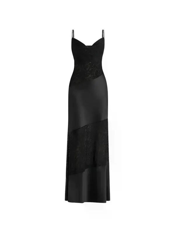 Manière De Voir Asymmetric Lace Maxi Dress - Black