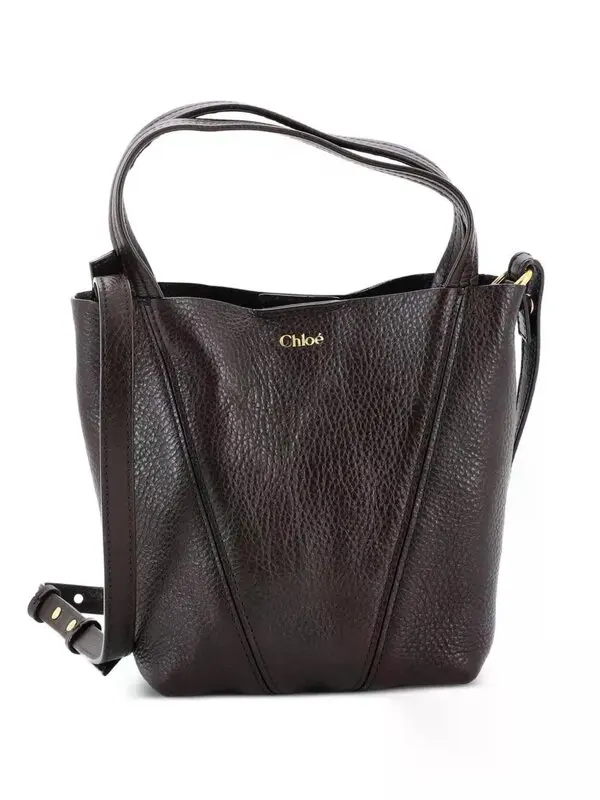 Chloé Small Spin Tote Leather Crossbody Bag - Brown
