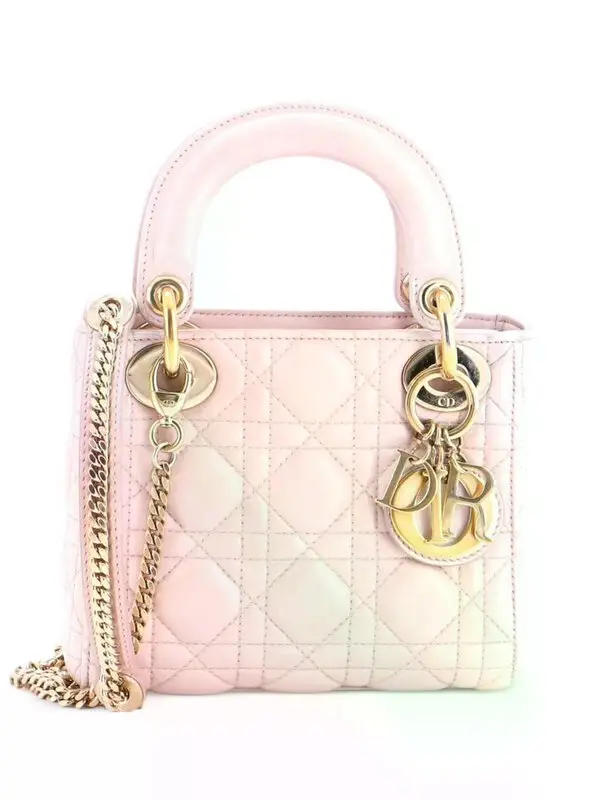 Dior Lady Chain Bag Cannage Quilt Lambskin Mini Satchel - Pink