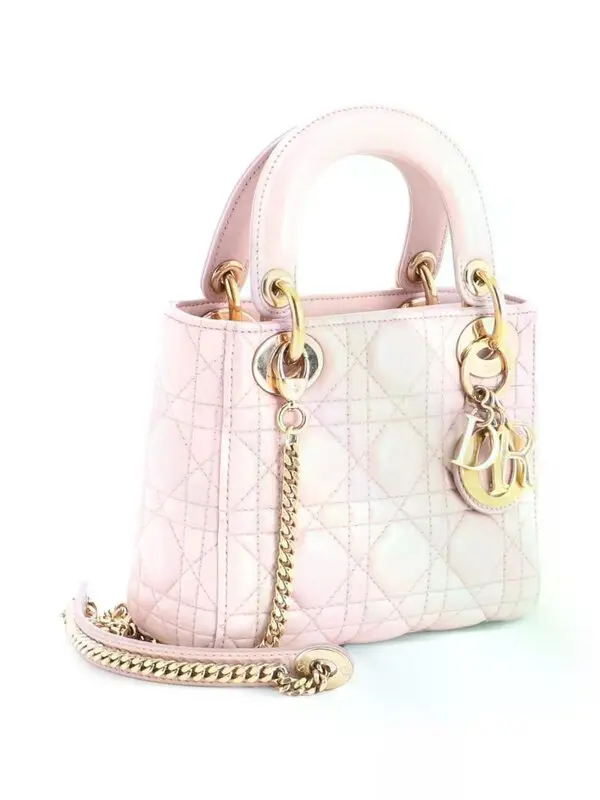 Dior Lady Chain Bag Cannage Quilt Lambskin Mini Satchel - Pink