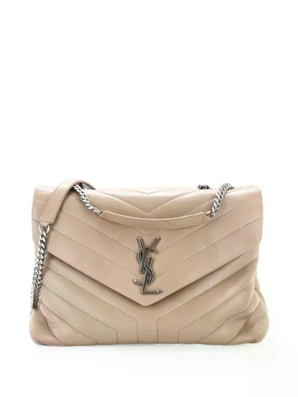 Saint Laurent Loulou Matelasse Chevron Leather Medium Shoulder Bag - Neutrals