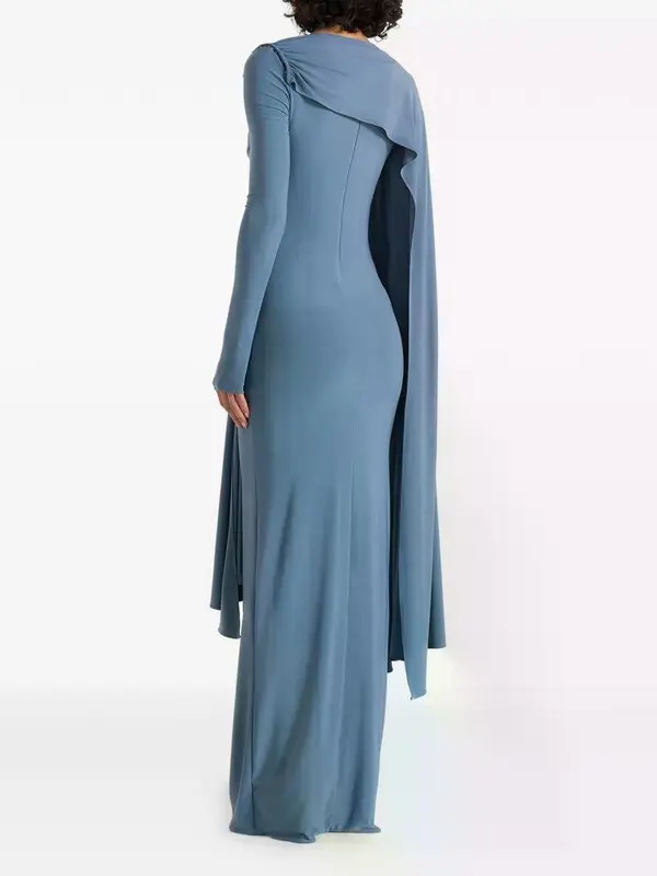 Manière De Voir Edena Asymmetric Ruched Draped Maxi Dress - Blue