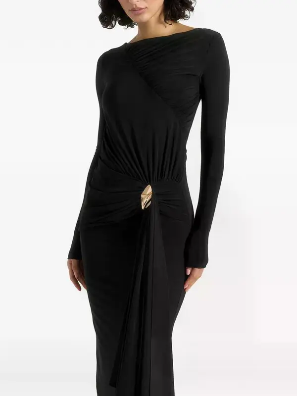 Manière De Voir Asymmetric Ruched Draped Maxi Dress - Black