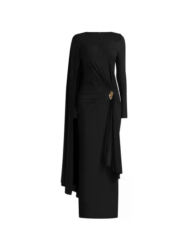 Manière De Voir Edena Asymmetrical Draped Maxi Dress - Black