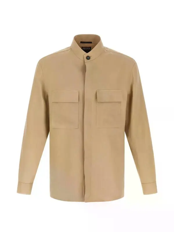 Zegna Oasi Lino Mandarin-collar Overshirt