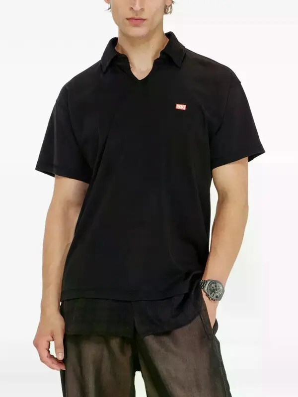 DIESEL® Jersey Polo Shirt With Check Flannel Trims