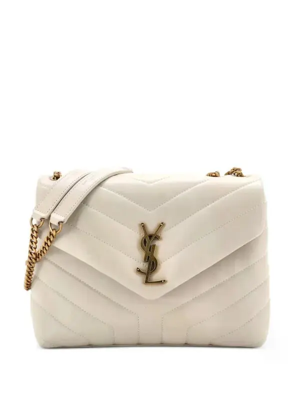Saint Laurent Small Loulou Matelassé Chevron Leather Shoulder Bag - Neutrals