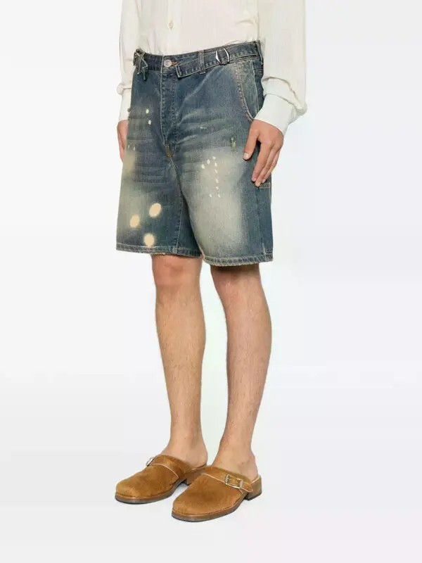 YES LONDON Distressed Bleached Denim Shorts