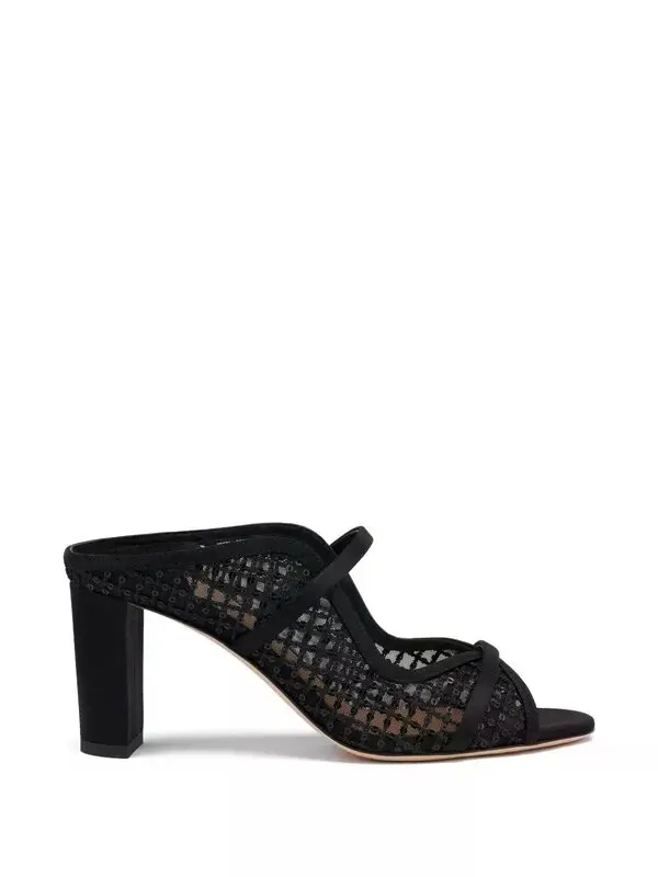 MALONE SOULIERS Norah Sequin Embellished Mesh Sandals - Black