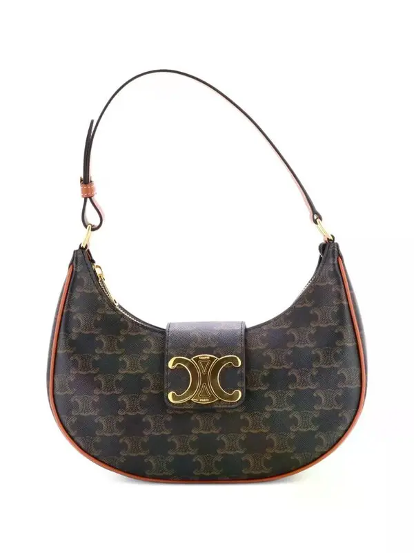 Celine Ava Triomphe Shoulder Bag In Triomphe Coated Canvas - Brown