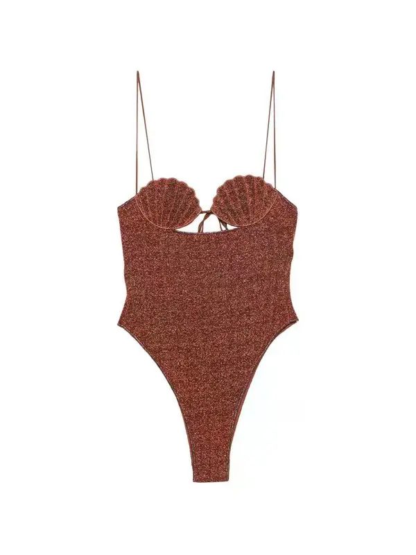 Oseree Lumière Shell Cutout Swimsuit - Brown