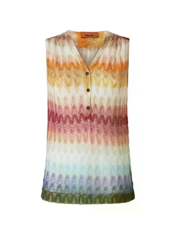 Missoni Zigzag-knit Sleeveless Top - Neutrals